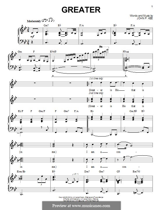 Greater by J.P. Kee - sheet music on MusicaNeo