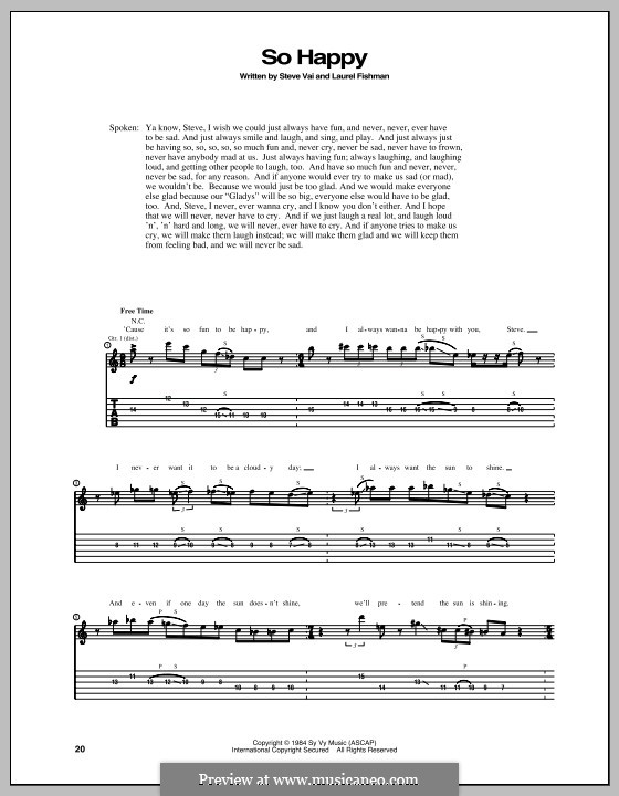 So Happy (Steve Vai) by L. Fishman - sheet music on MusicaNeo