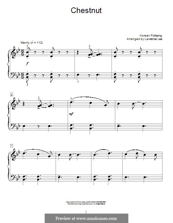 Chestnut by folklore - sheet music on MusicaNeo