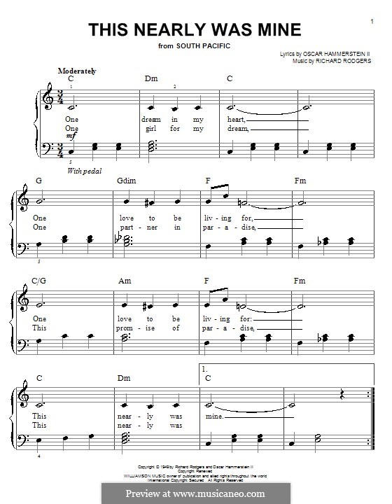This Nearly Was Mine (from South Pacific) by R. Rodgers on MusicaNeo