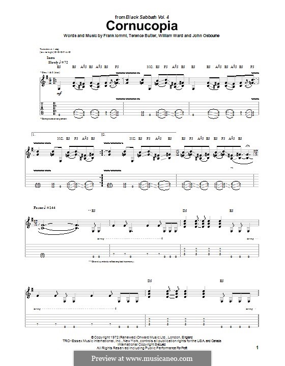 Cornucopia (Black Sabbath) by G. Butler, Ozzy Osbourne, Tony Iommi ...