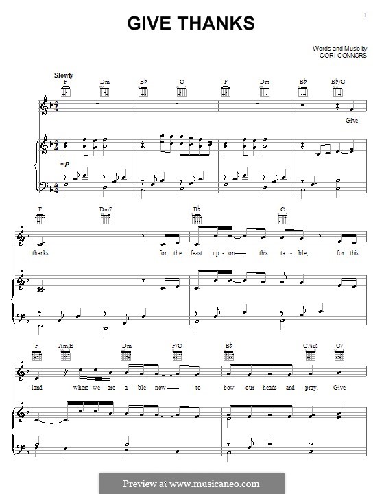 Give Thanks by C. Connors - sheet music on MusicaNeo