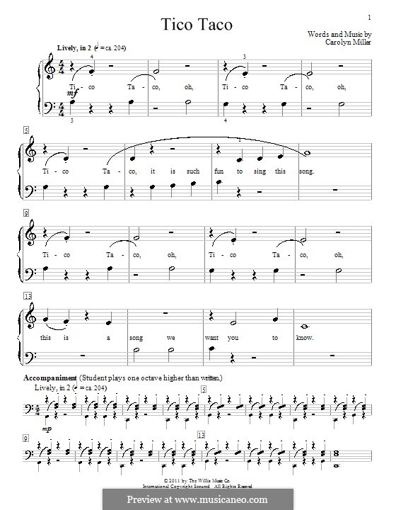 Tico Taco by C. Miller - sheet music on MusicaNeo
