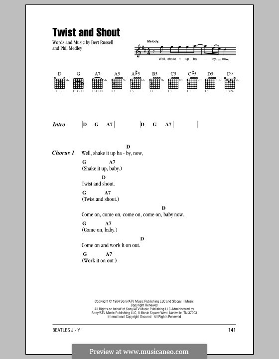 Vocal version (Twist and Shout (The Beatles)) by B. Russell, P. Medley ...