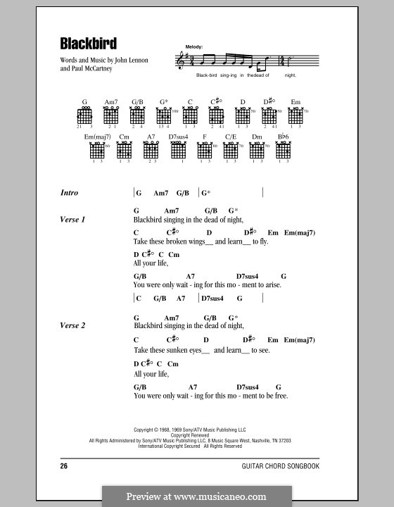 Blackbird (The Beatles) by J. Lennon, P. McCartney on MusicaNeo
