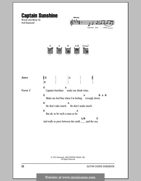 Captain Sunshine by N. Diamond - sheet music on MusicaNeo