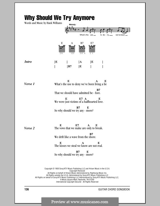 Why Should We Try Anymore by H. Williams - sheet music on MusicaNeo