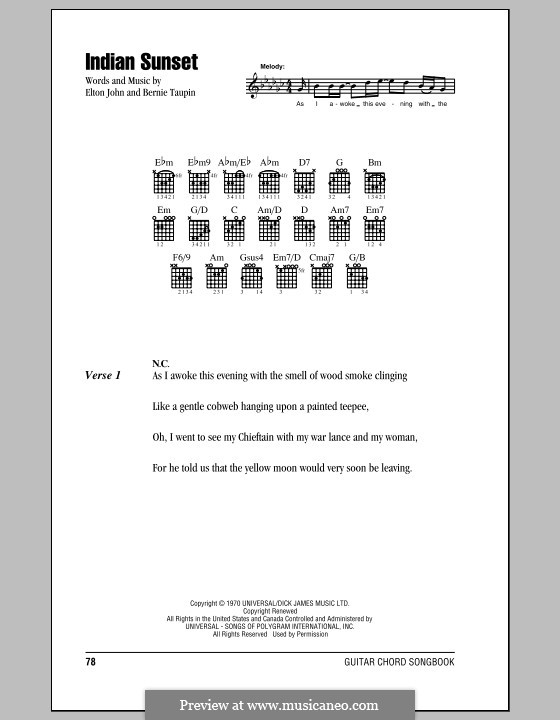 Indian Sunset by E. John - sheet music on MusicaNeo
