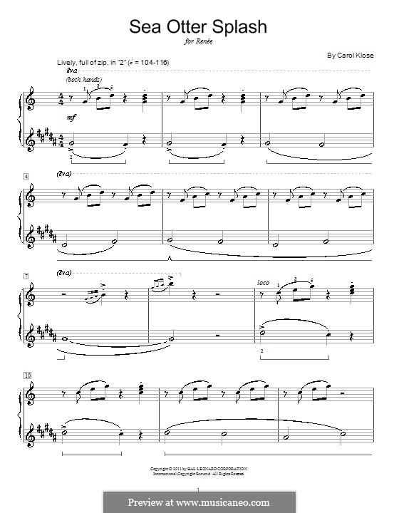 Sea Otter Splash by C. Klose - sheet music on MusicaNeo