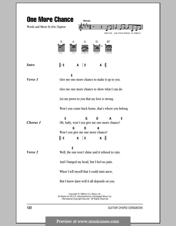One More Chance by E. Clapton - sheet music on MusicaNeo