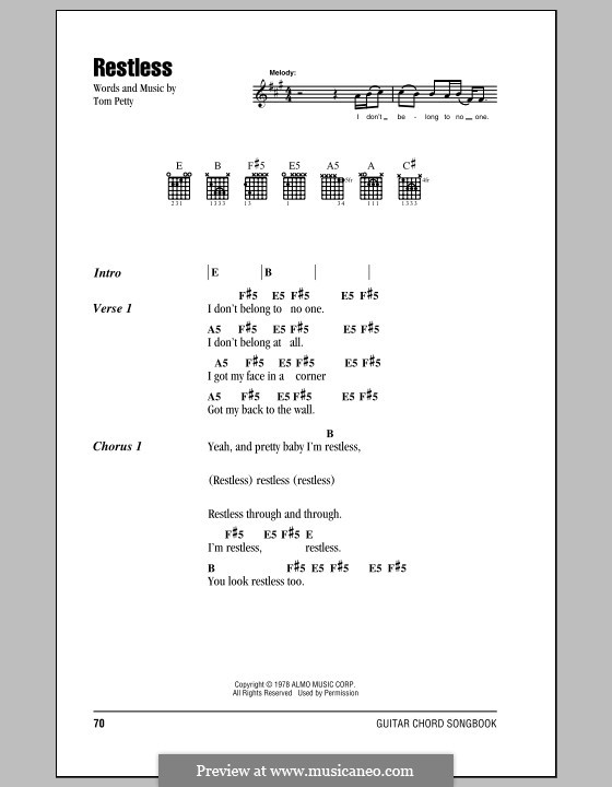Restless by T. Petty - sheet music on MusicaNeo