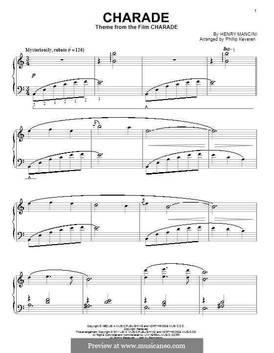 Charade by H. Mancini - sheet music on MusicaNeo