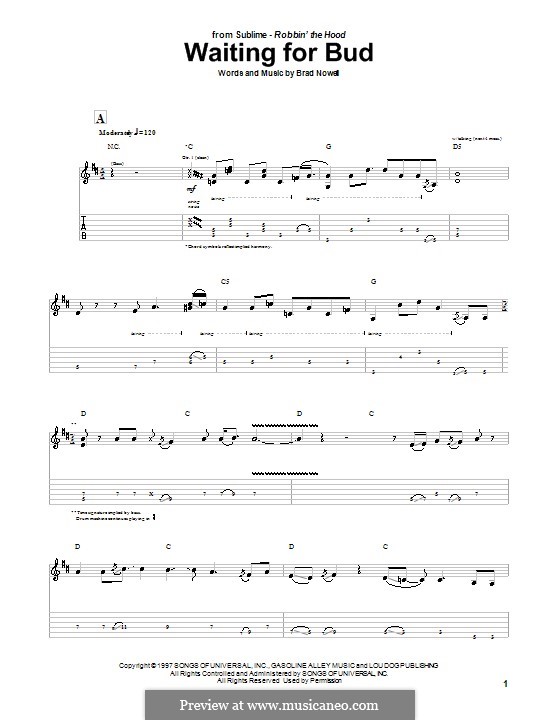 Waiting for Bud (Sublime) by B. Nowell - sheet music on MusicaNeo