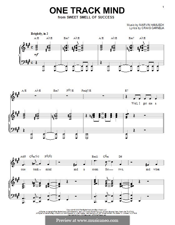 One Track Mind by C. Carnelia - sheet music on MusicaNeo