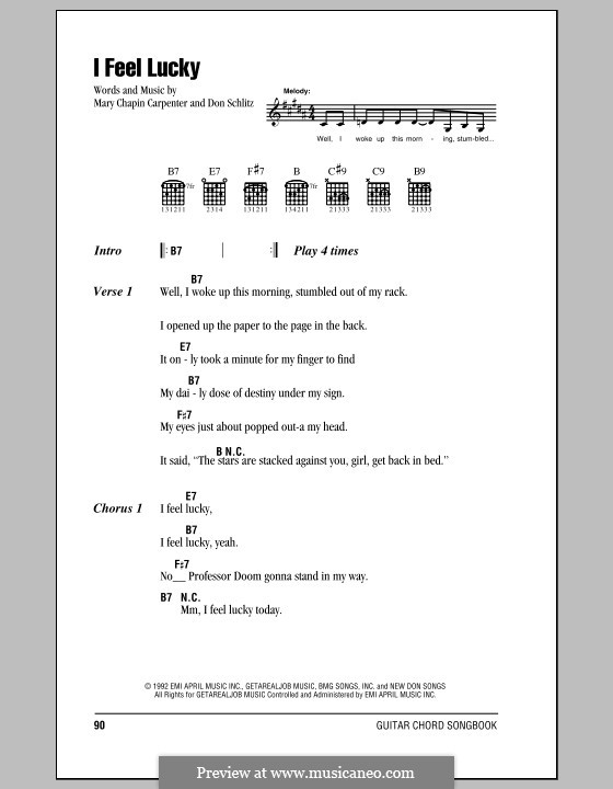 I Feel Lucky by D. Schlitz, M.C. Carpenter - sheet music on MusicaNeo