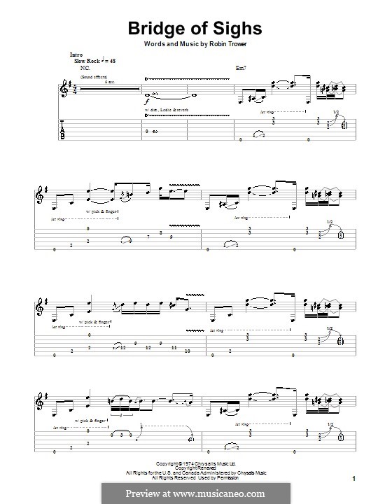 Bridge of Sighs by R. Trower - sheet music on MusicaNeo