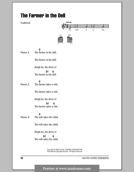 The Farmer in the Dell by folklore - sheet music on MusicaNeo