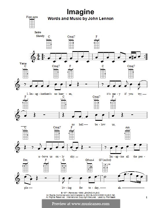 Imagine by J. Lennon - sheet music on MusicaNeo