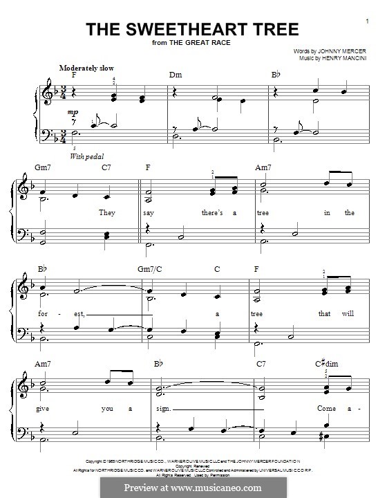 The Sweetheart Tree by H. Mancini - sheet music on MusicaNeo