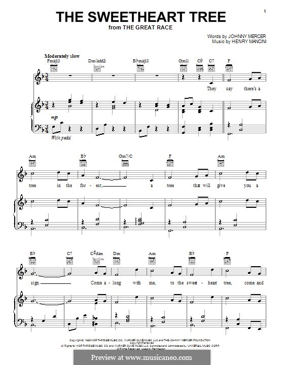 The Sweetheart Tree by H. Mancini - sheet music on MusicaNeo