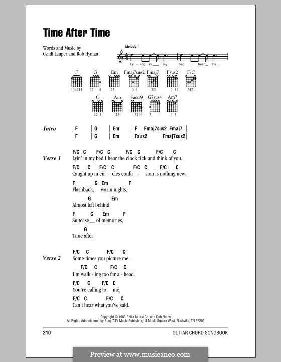 Time after Time by C. Lauper, R. Hyman - sheet music on MusicaNeo