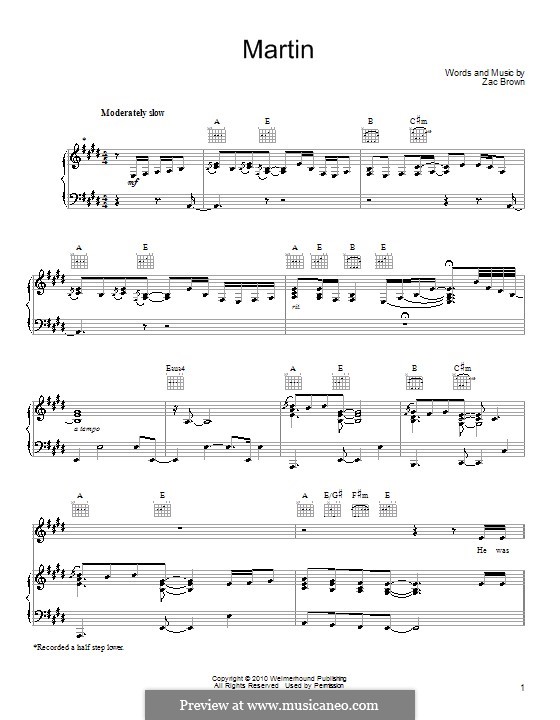 Martin (Zac Brown Band) by Z. Brown - sheet music on MusicaNeo