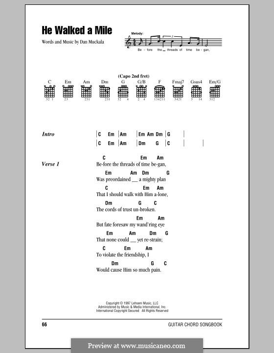 He Walked a Mile (Clay Crosse) by D. Muckala - sheet music on MusicaNeo