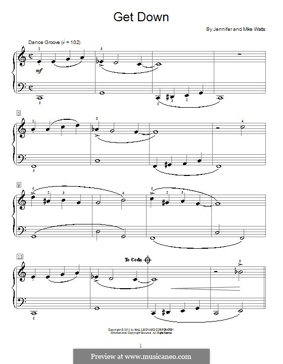 Get Down by J. Watts - sheet music on MusicaNeo