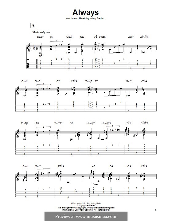 Always by I. Berlin - sheet music on MusicaNeo