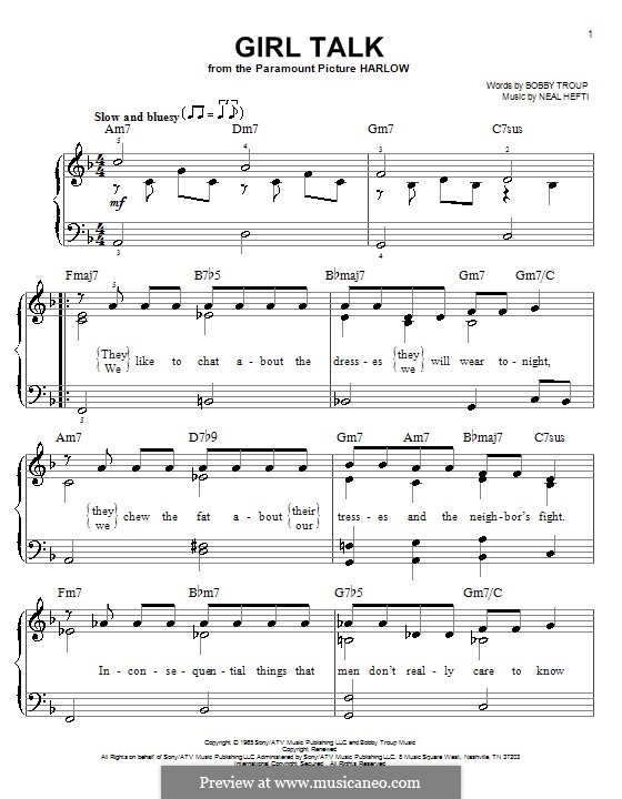 Girl Talk by N. Hefti - sheet music on MusicaNeo