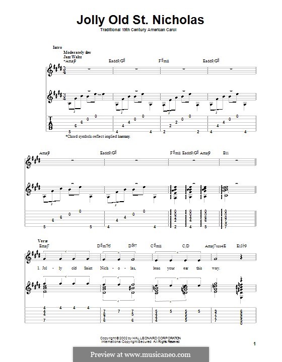 Jolly Old St. Nicholas by folklore - sheet music on MusicaNeo
