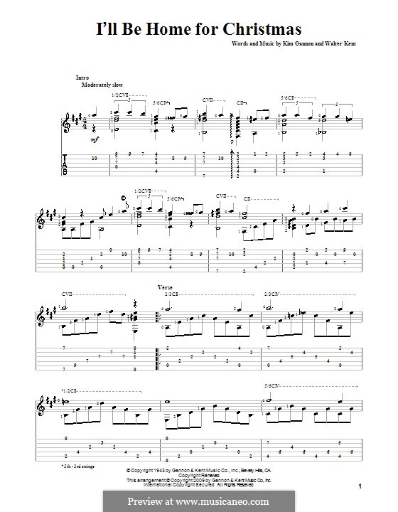 Guitar version (I'll Be Home for Christmas) by K. Gannon, W. Kent on ...