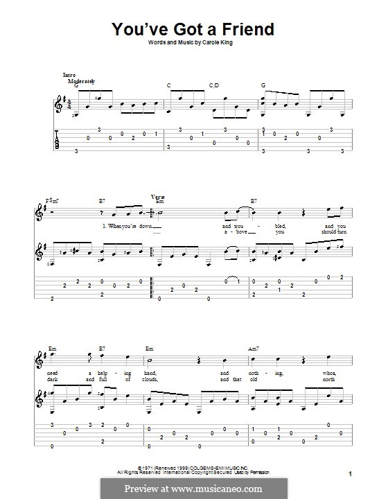 You've Got a Friend by C. King - sheet music on MusicaNeo