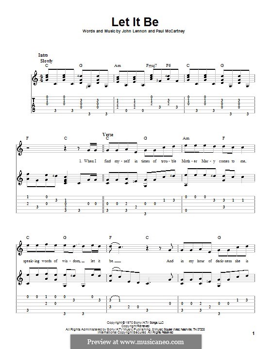 Guitar version (Let it Be (The Beatles)) by J. Lennon, P. McCartney on ...