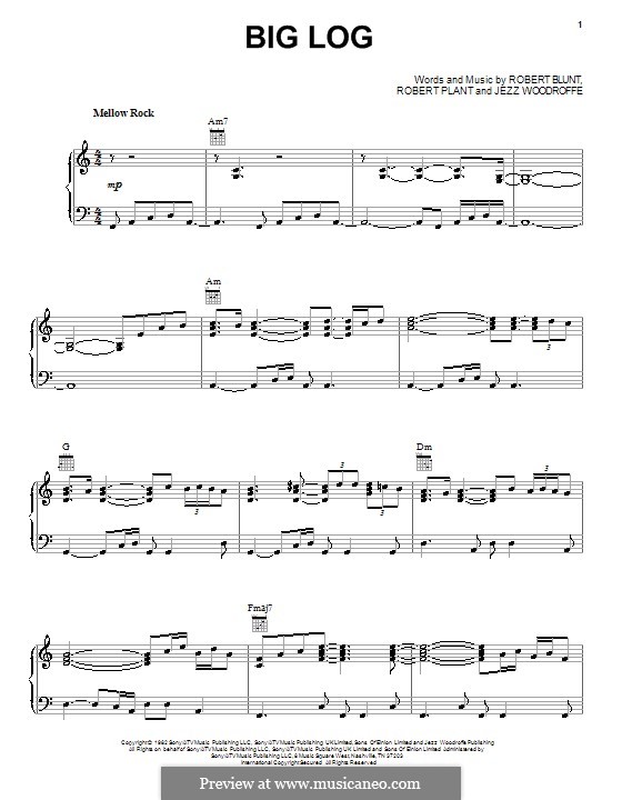 Big Log by J. Woodroffe, R. Blunt, R. Plant - sheet music on MusicaNeo