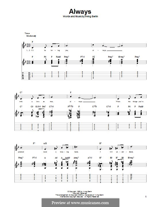 Always by I. Berlin - sheet music on MusicaNeo