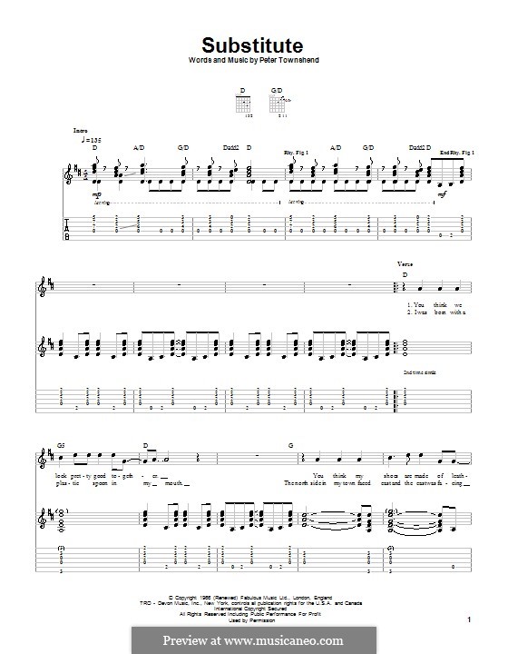Substitute (The Who) by P. Townshend - sheet music on MusicaNeo
