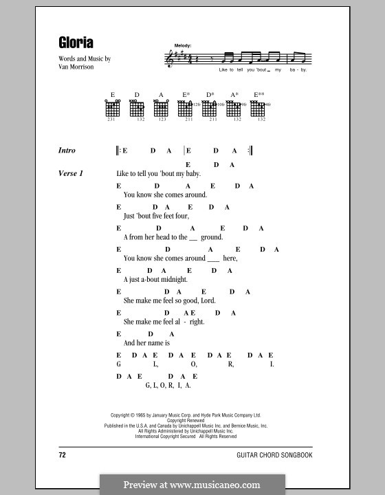 Gloria by V. Morrison - sheet music on MusicaNeo