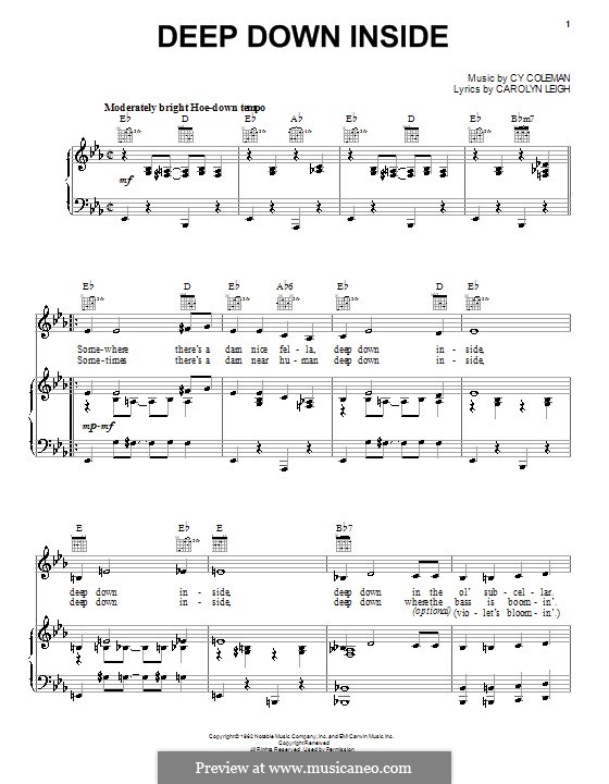 Deep Down Inside by C. Coleman - sheet music on MusicaNeo