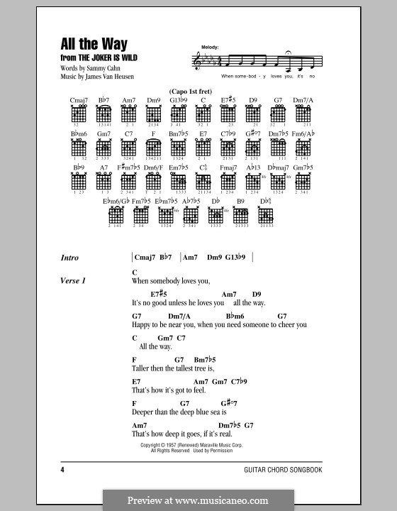 All the Way (Frank Sinatra) by J.V. Heusen - sheet music on MusicaNeo