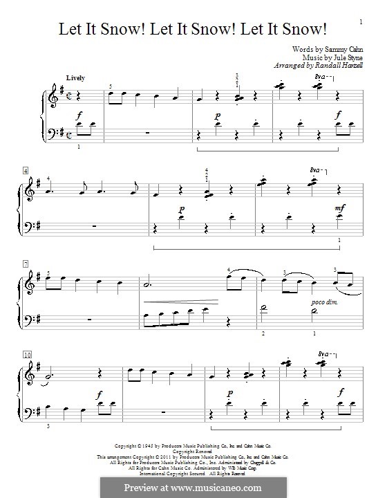 Piano version (Let It Snow! Let It Snow! Let It Snow!) by J. Styne on ...