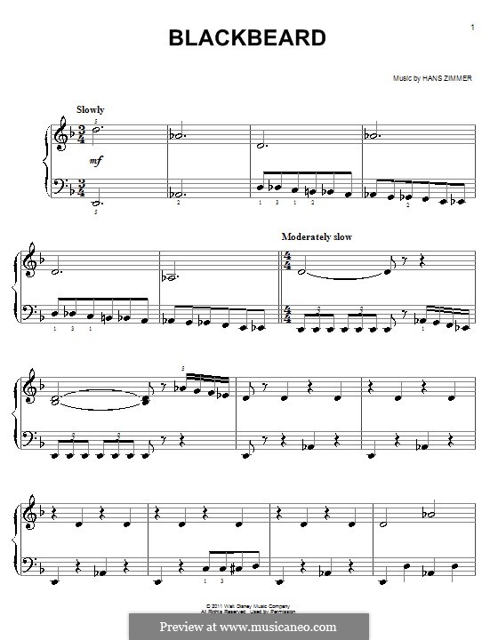 Blackbeard by H. Zimmer - sheet music on MusicaNeo