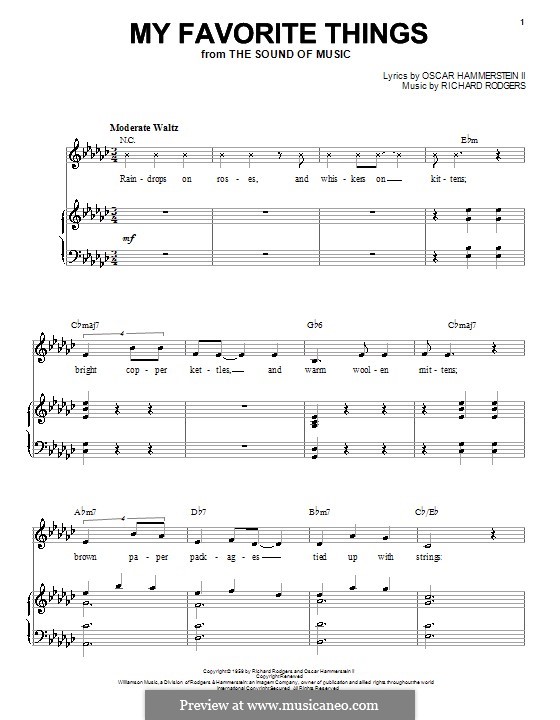 Vocal version (My Favorite Things) by R. Rodgers - sheet music on MusicaNeo