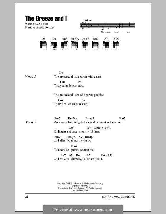 The Breeze and I by E. Lecuona - sheet music on MusicaNeo