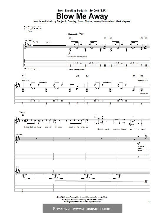 Blow Me Away (Breaking Benjamin) by A.C. Fincke, B. Burnley, J. Hummel ...