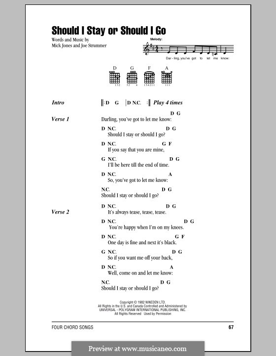 Should I Stay or Should I Go (The Clash) by J. Strummer, M. Jones on ...