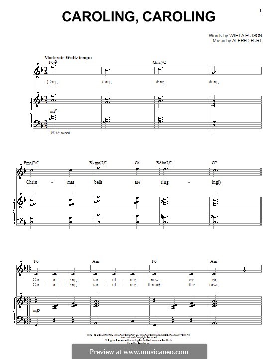 Caroling, Caroling (Nat King Cole) by A. Burt - sheet music on MusicaNeo