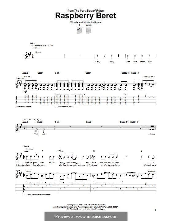 Raspberry Beret by Prince - sheet music on MusicaNeo