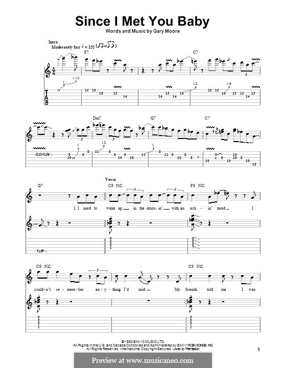 Since I Met You Baby by G. Moore - sheet music on MusicaNeo