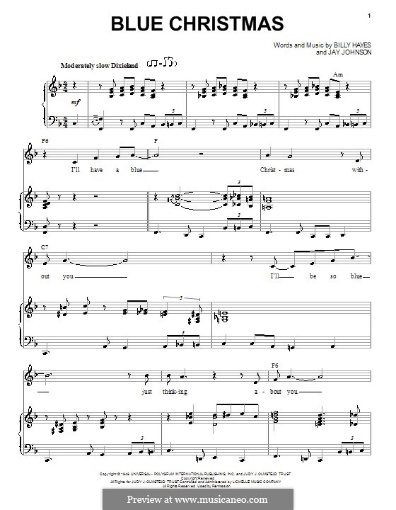 Vocal version (Blue Christmas) by B. Hayes, J. Johnson on MusicaNeo